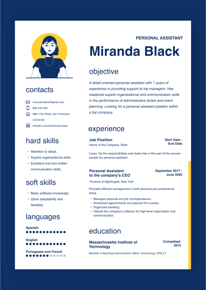 Resume Sample For A Personal Assistant And Tips On Writing It Skillhub 